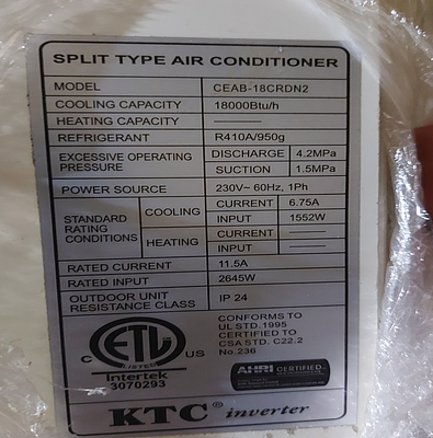 Corotos | AIRE ACONDICIONADO KTC INVERTER 18000BTU ((NO TRAE EL CONTROL ...