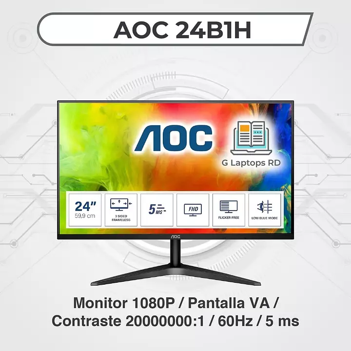 Corotos | Monitor AOC 24B1H de 24 Pulgadas 1080P Panel VA