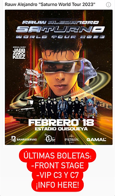 Corotos | Boletas VIP y Front Stage RAW ALEJANDRO! EN OFERTA