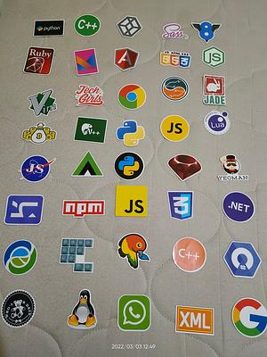 Corotos | Pack de 70 Stickers o pegatinas de lenguaje de programación.