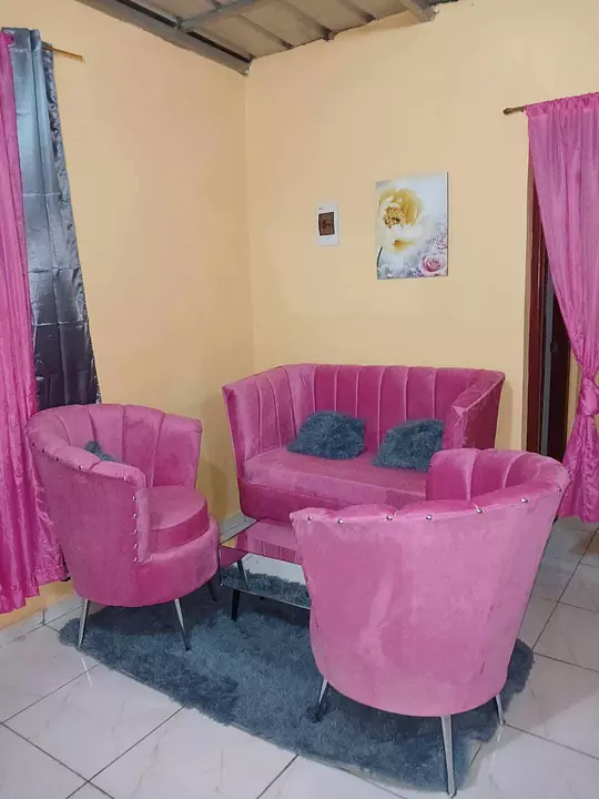 Corotos | Juego de mueble rosado con 2 butaca tipo flor de loto