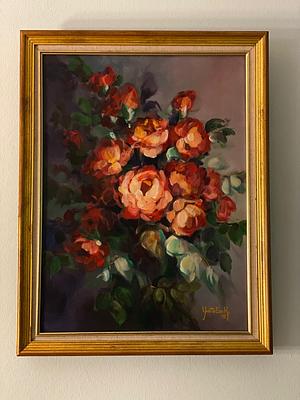 Corotos | Cuadro al oleo de flores de Yvette Ega pintora Santiaguera