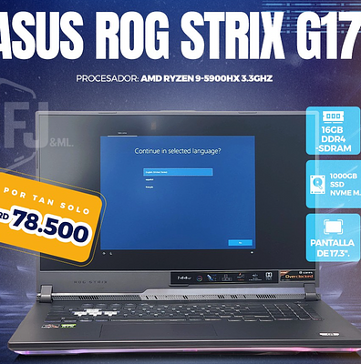 Corotos | LAPTOP GAMER ASUS ROG STRIX G17 AMD RYZEN 9, 16GB DDR4, 1TB ...